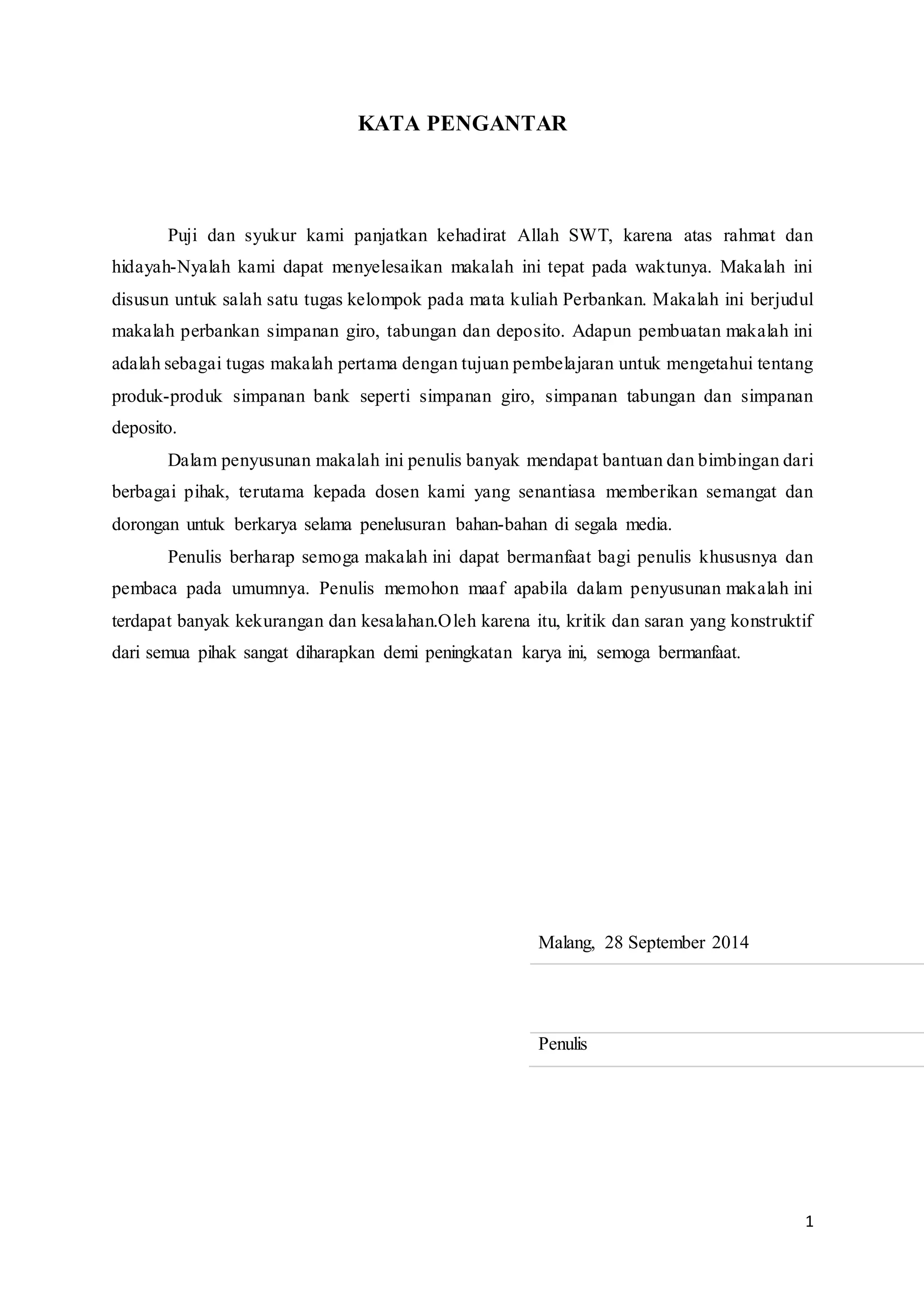 Makalah perbankan simpanan giro, tabungan dan simpanan deposito | DOCX