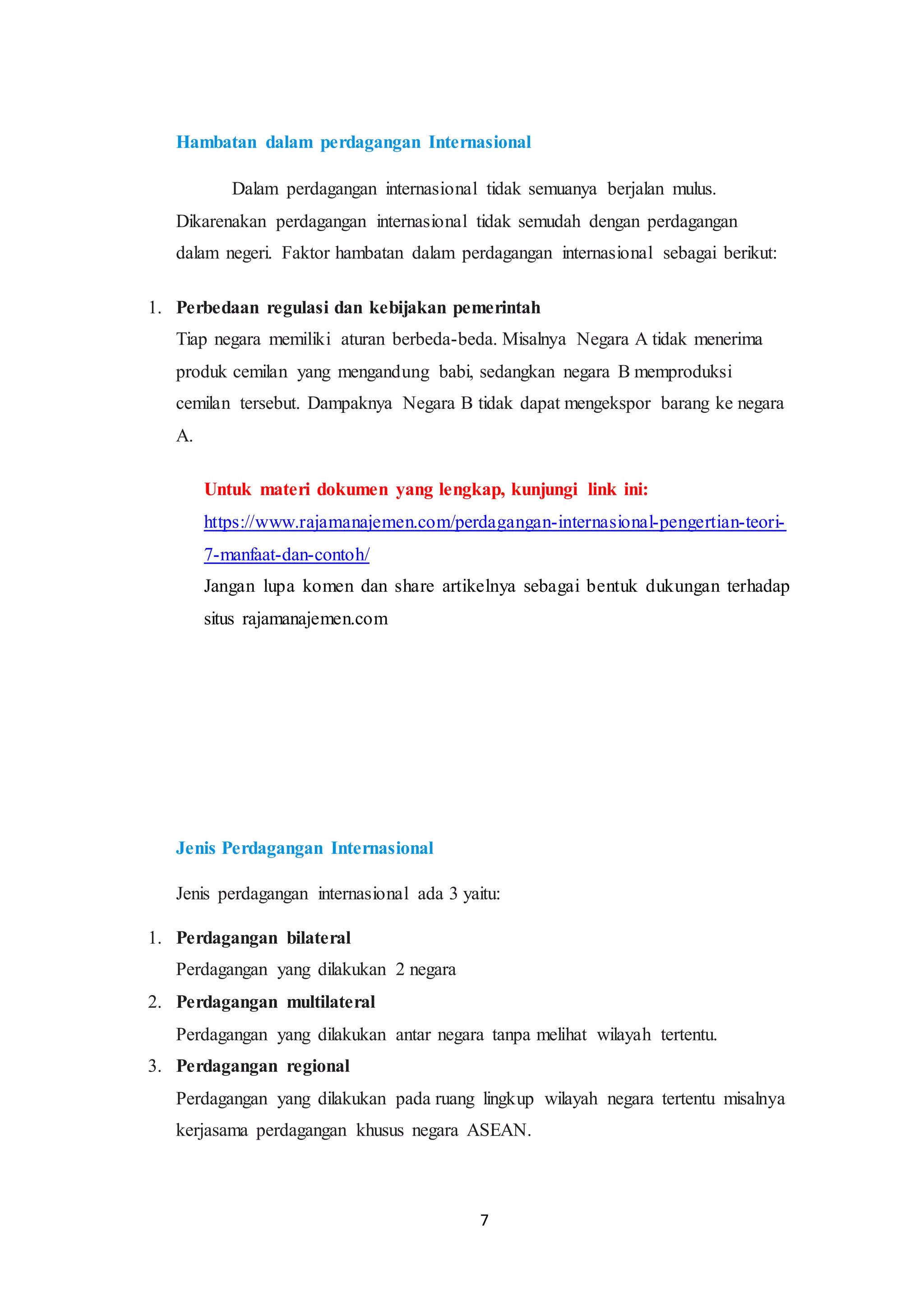 Makalah perdagangan internasional pengertian, teori, 7 manfaat dan ...
