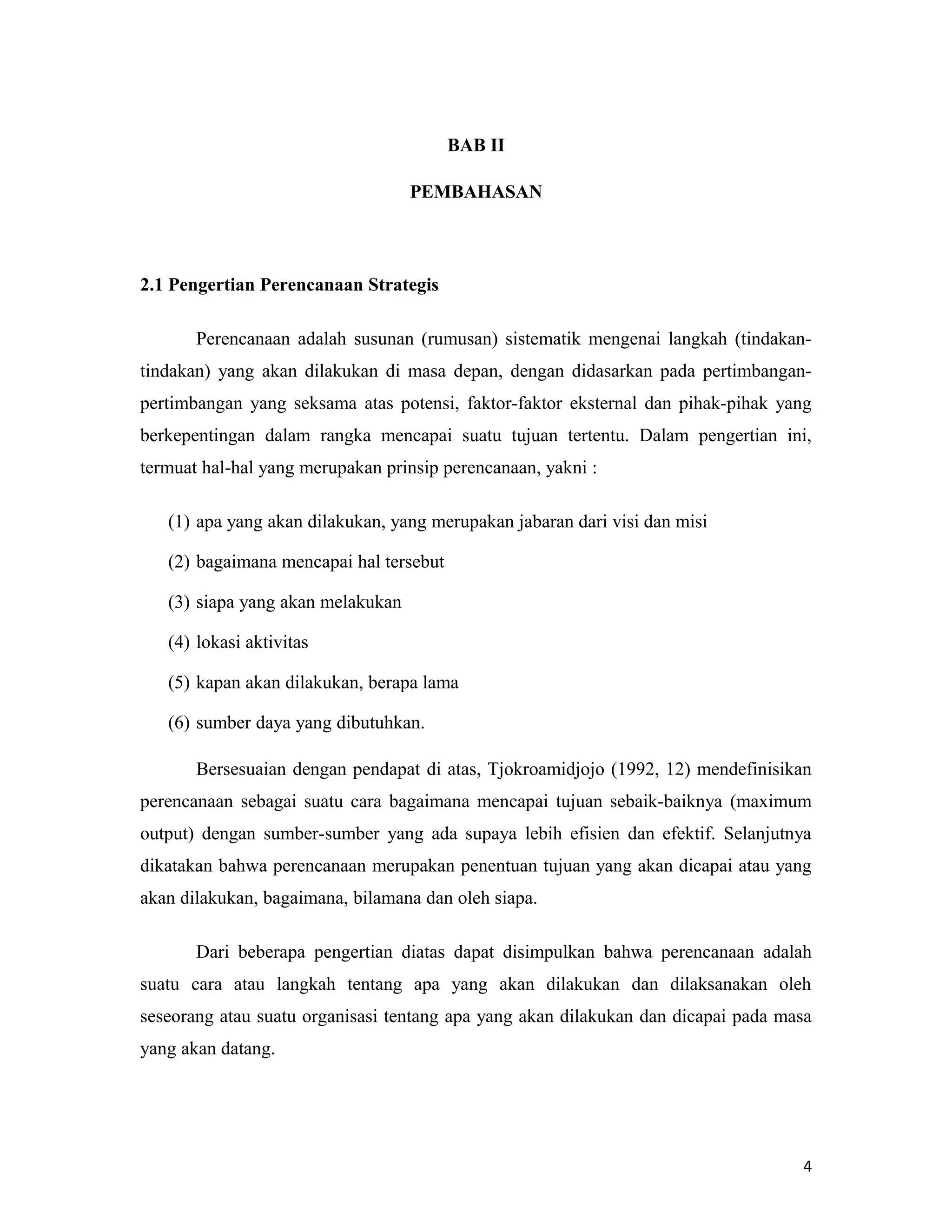 Makalah perencanaan strategis [lengkap] | DOC