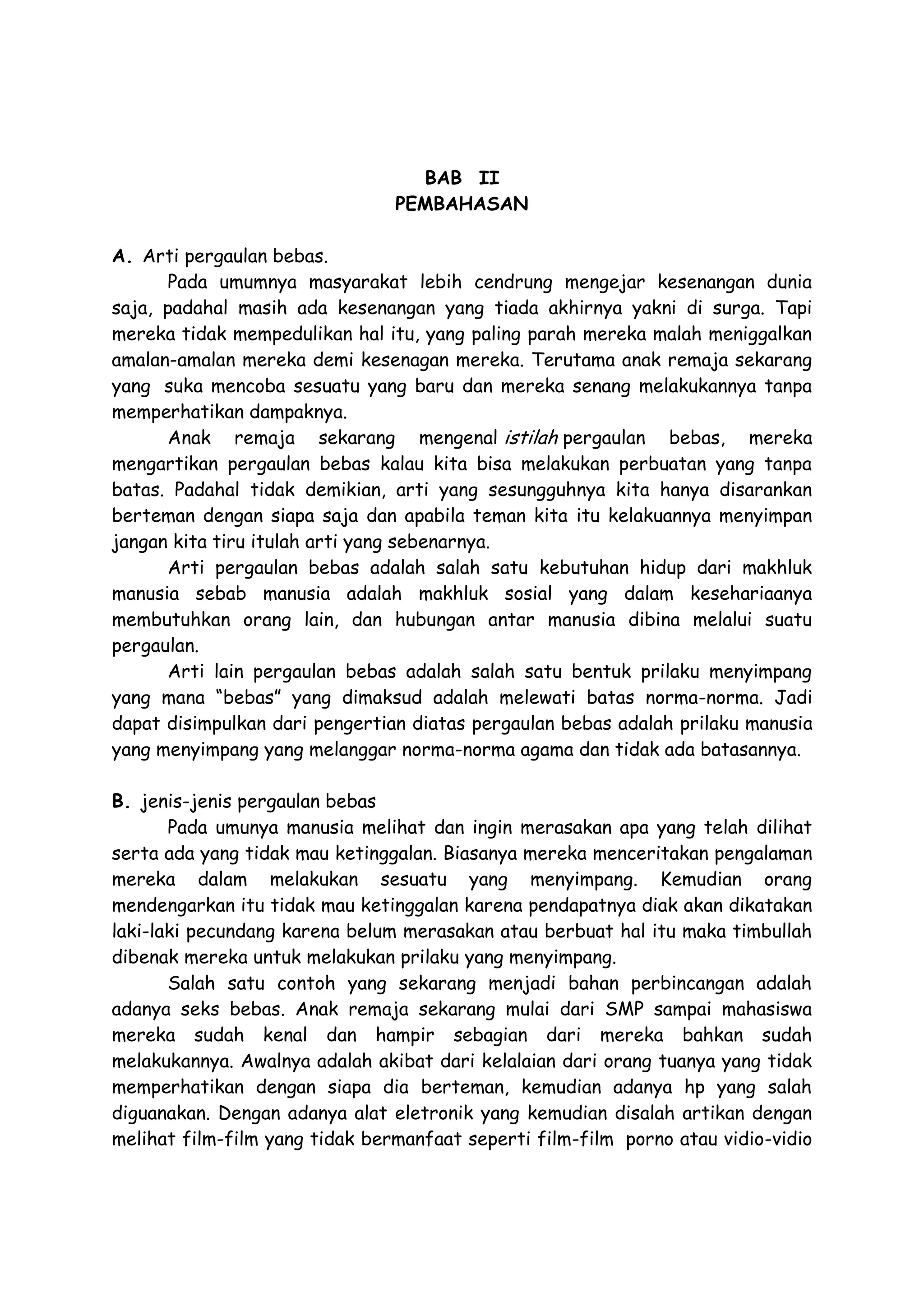 Makalah pergaulan bebas | DOCX