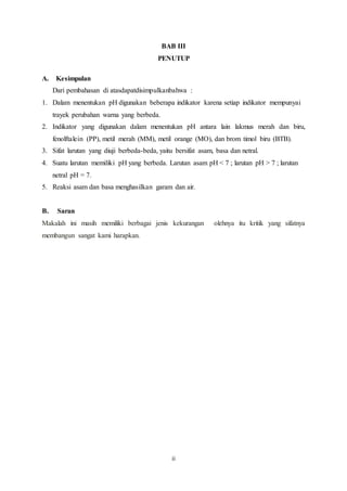 Makalah perhitungan derajat keasaman | PDF