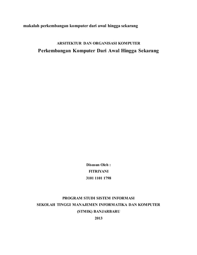 Makalah perkembangan komputer dari awal hingga sekarang | DOCX