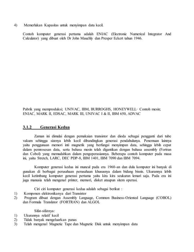Makalah perkembangan komputer dari awal hingga sekarang | DOCX