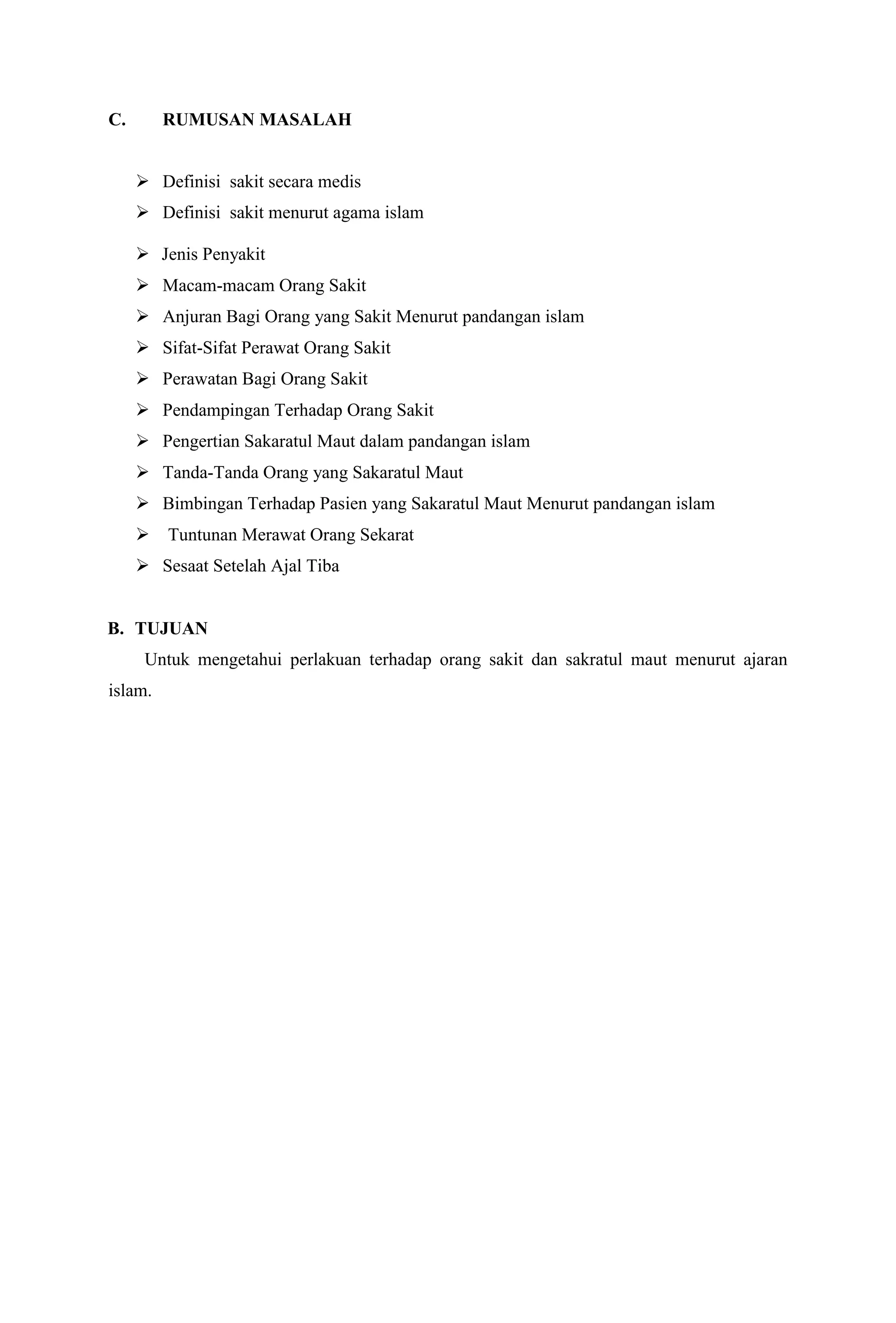 Makalah perlakuan terhadap orang sakit dan sakaratul maut menurut ...