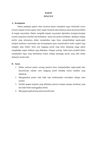 Makalah perlakuan terhadap orang sakit dan sakaratul maut menurut ...