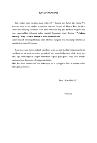 Makalah perlakuan terhadap orang sakit dan sakaratul maut menurut ...