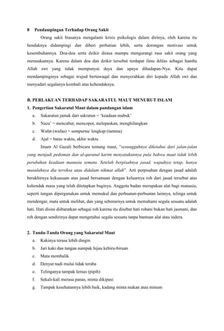 Makalah perlakuan terhadap orang sakit dan sakaratul maut menurut ...