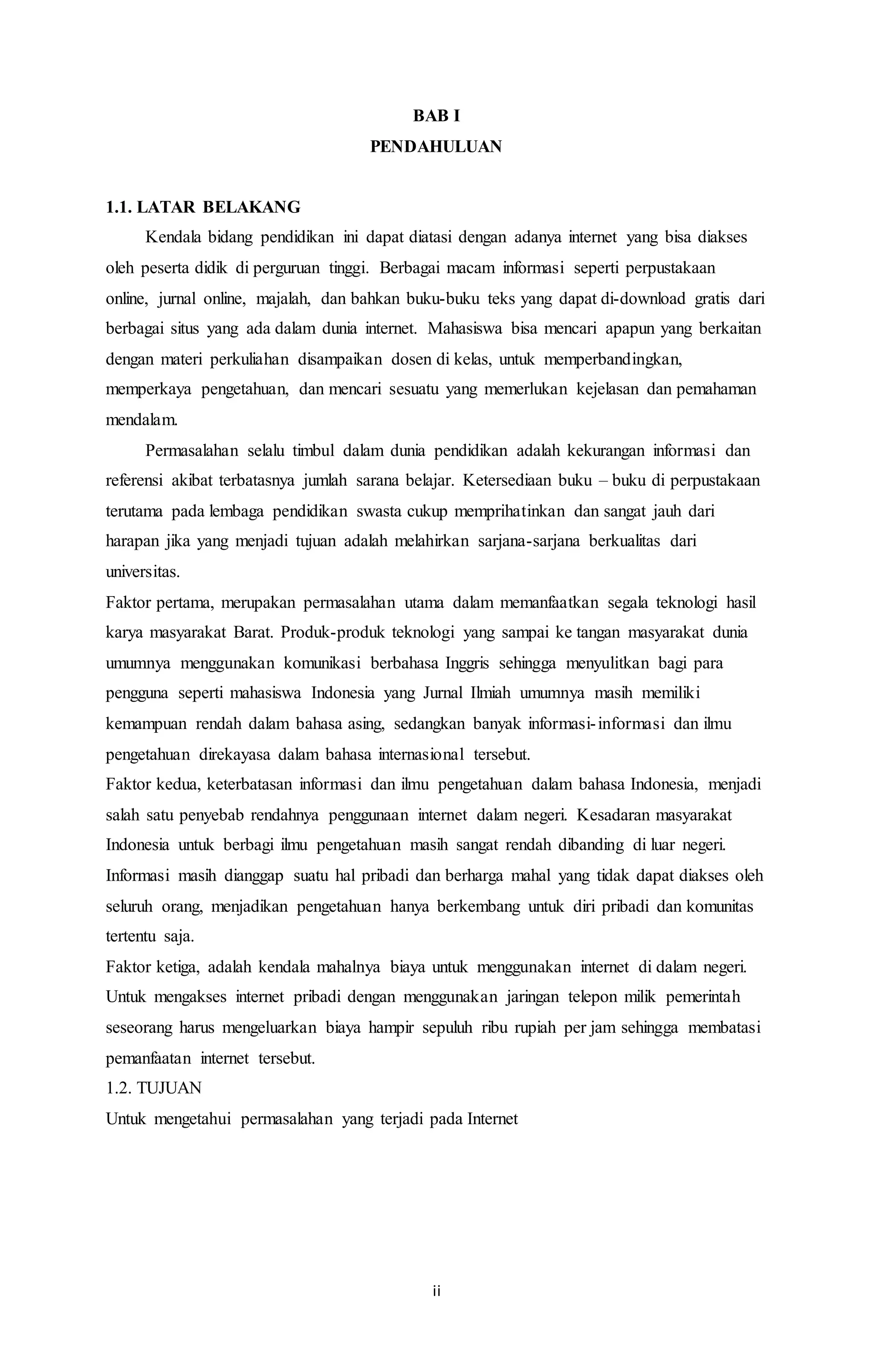 Makalah permasalahan internet | DOCX