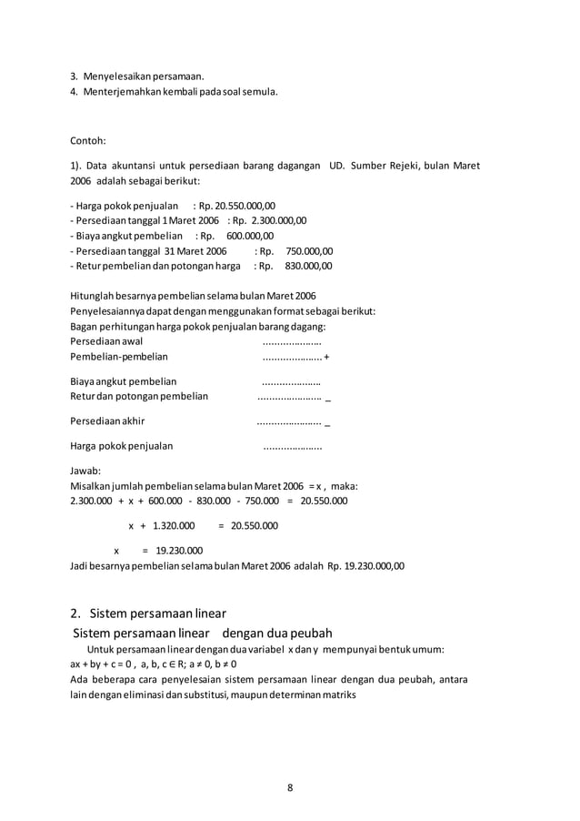 Makalah persamaan dan pertidaksamaan linear | DOCX