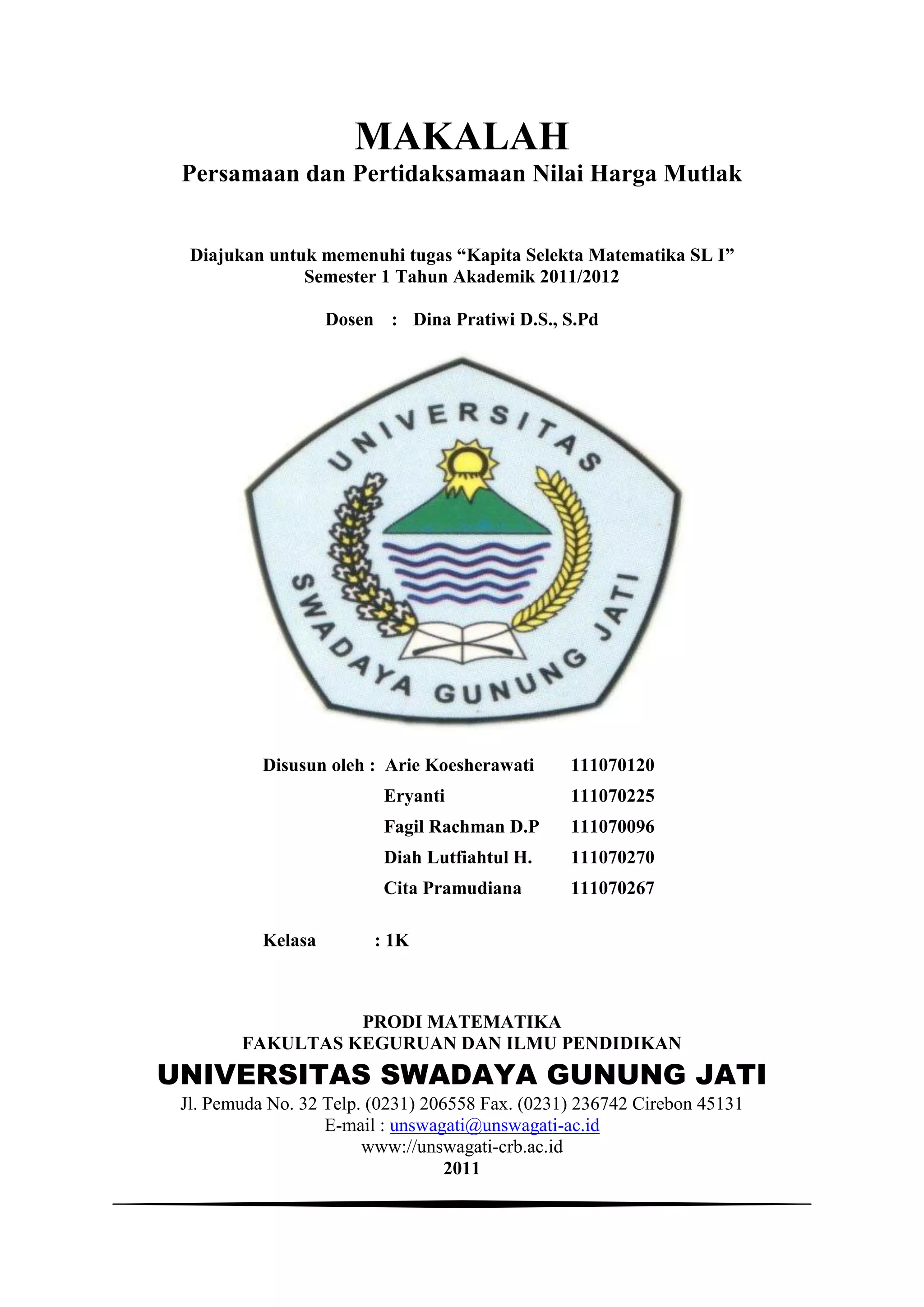 Persamaan dan pertidaksamaan nilai harga mutlak | PDF