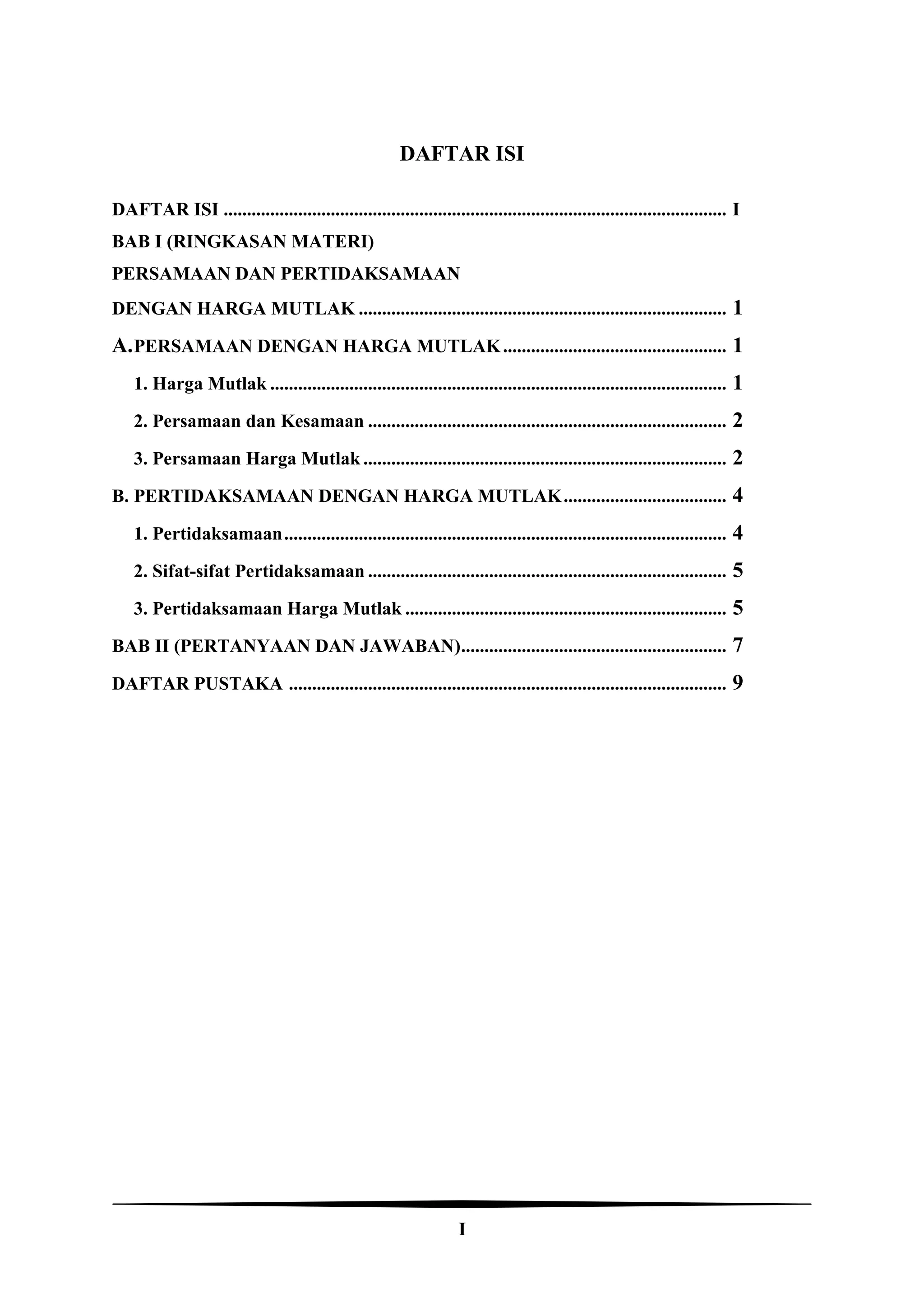 Persamaan dan pertidaksamaan nilai harga mutlak | PDF
