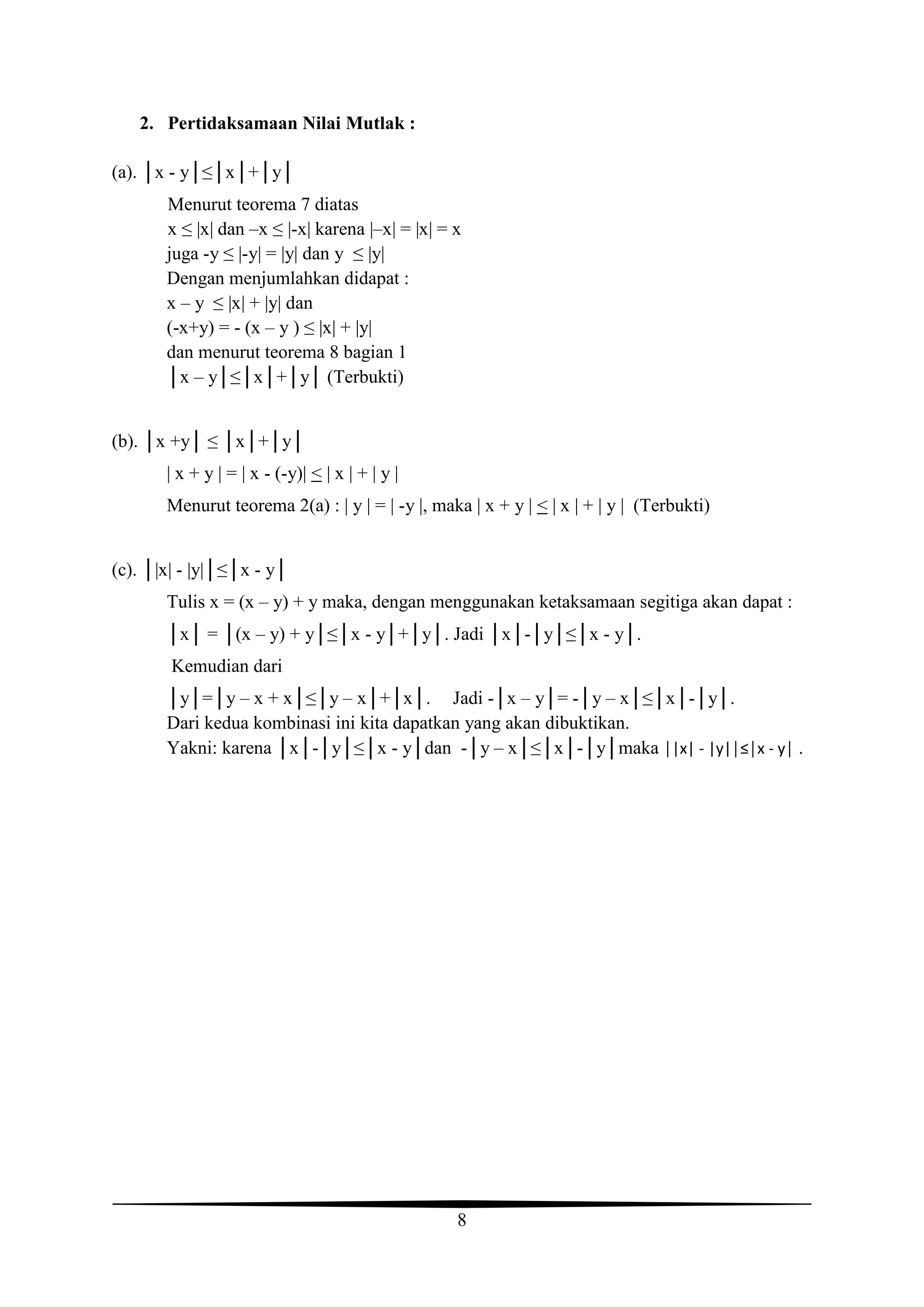 Persamaan dan pertidaksamaan nilai harga mutlak | PDF