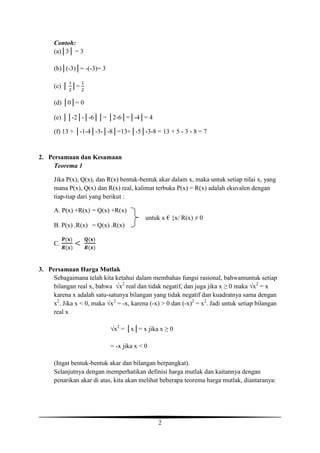 Persamaan dan pertidaksamaan nilai harga mutlak | PDF