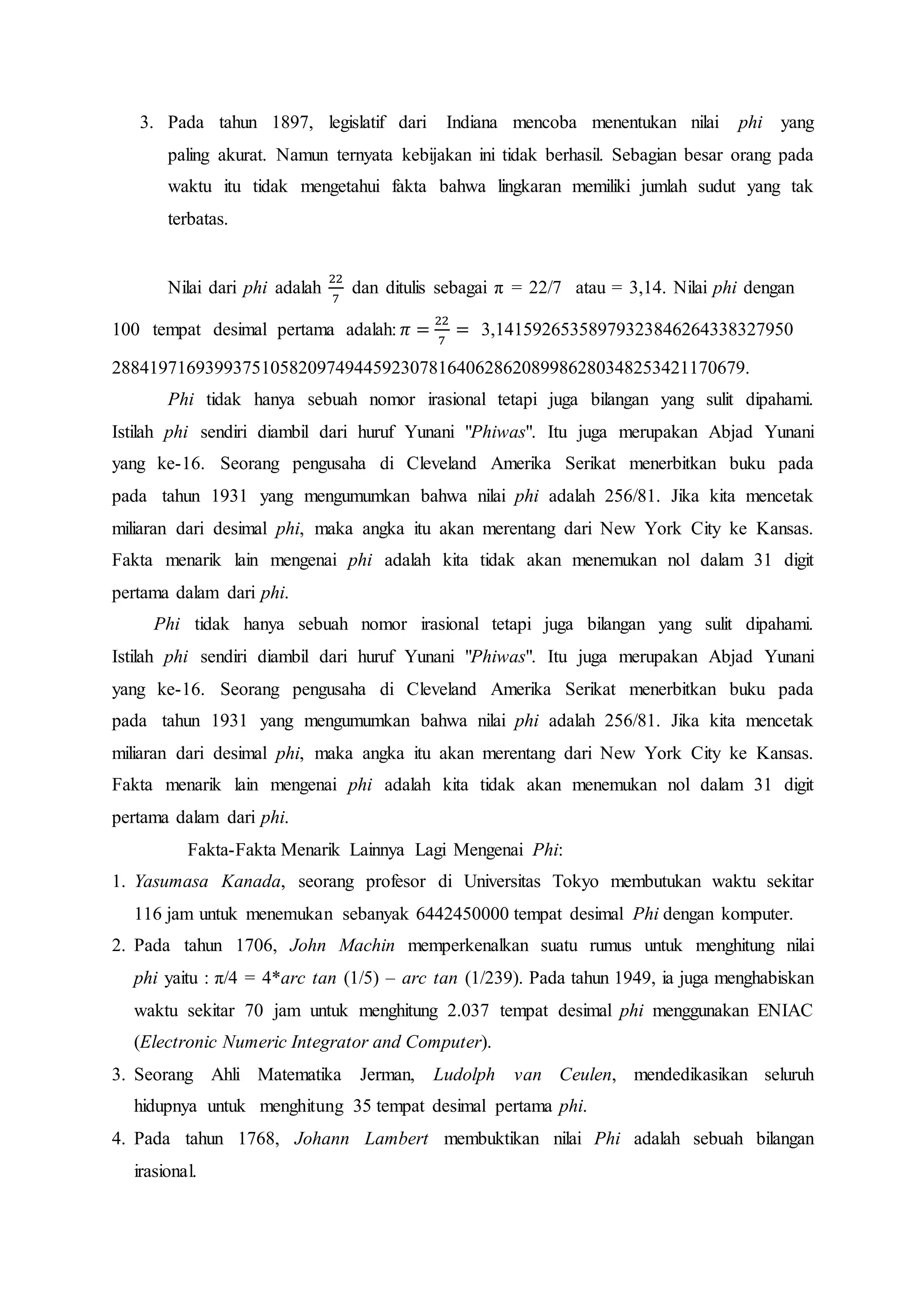 Sejarah Phi (π) | DOCX