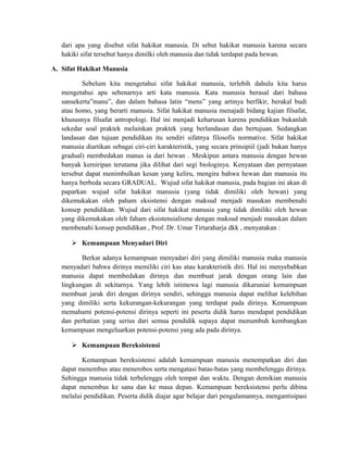 Makalah Pengantar Ilmu Pendidikan Hakikat Manusia dan Pengembangannya | DOC