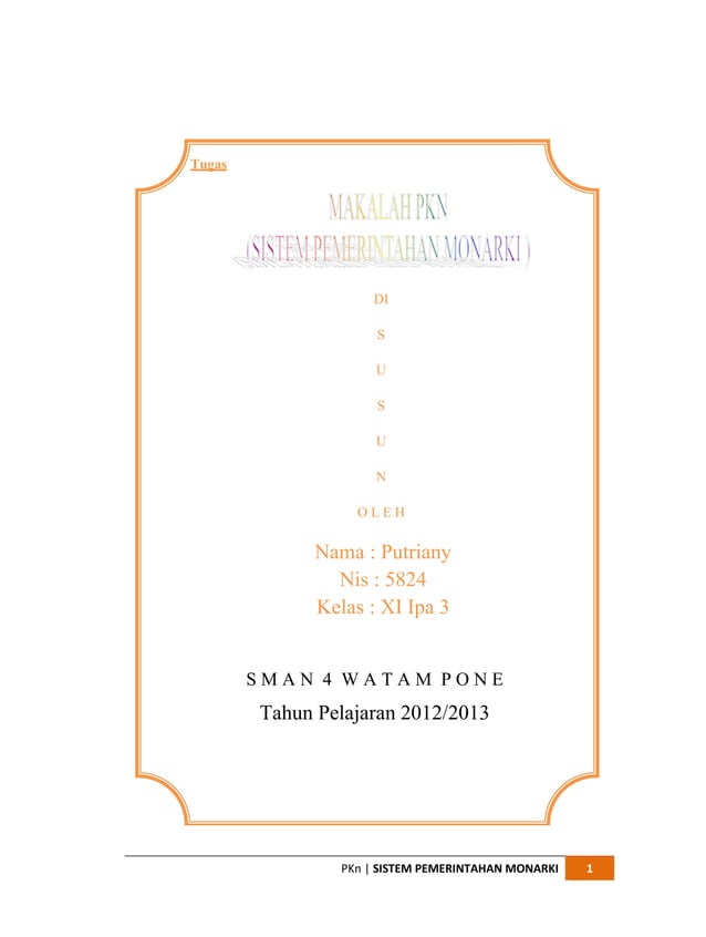 Makalah pkno(SISTEM PEMERINTAHAN MONARKI ) | DOCX