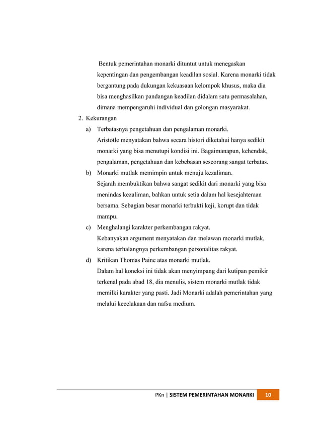 Makalah pkno(SISTEM PEMERINTAHAN MONARKI ) | DOCX