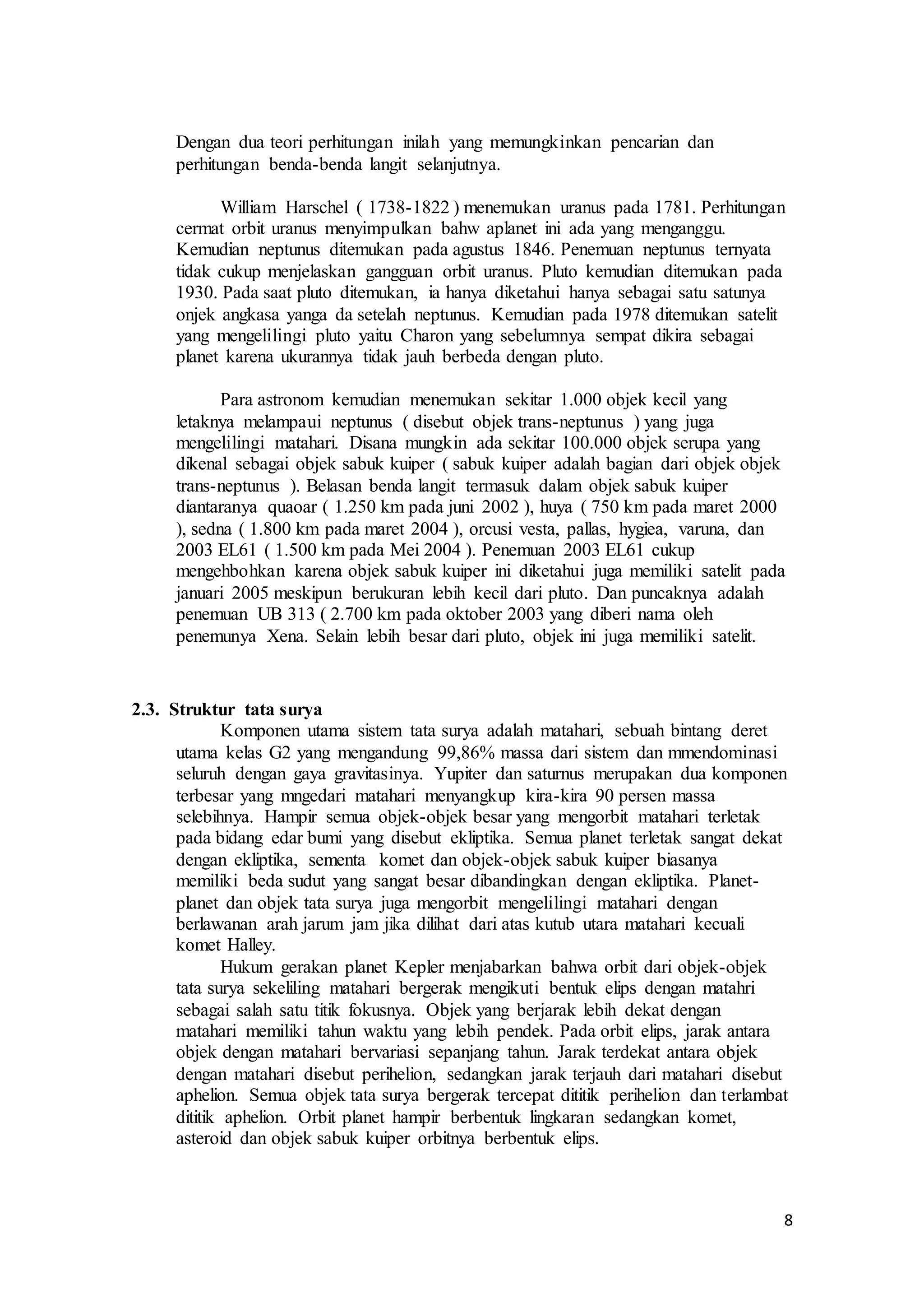 Makalah Astronomi tentang Planet dalam Tata surya | DOCX