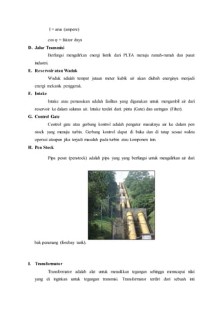 Fisika Terapan (Prakarya) : PEMBANGKIT LISTRIK TENAGA AIR | DOCX