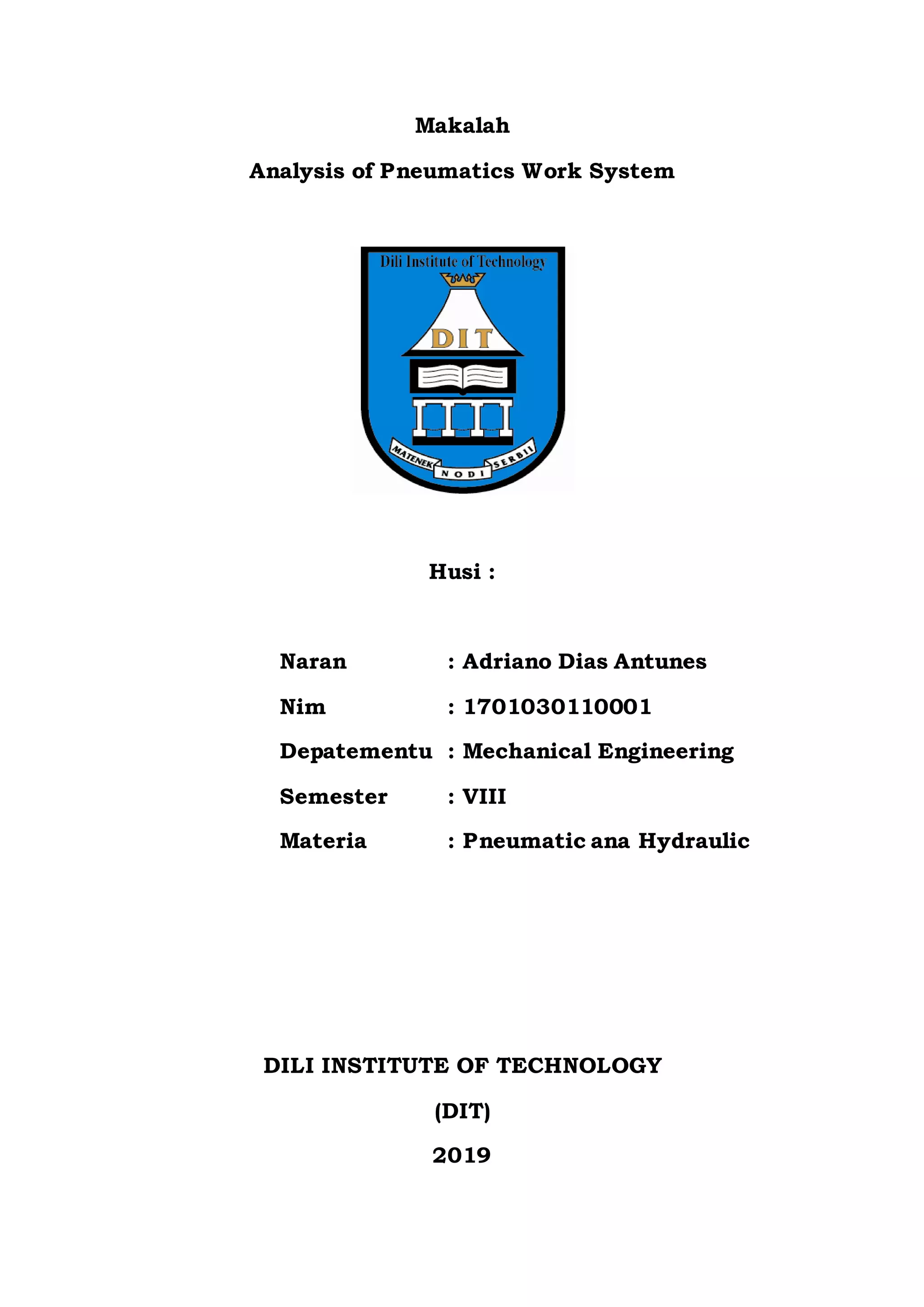 Halo Makalah Pneumatic & Hydraulic''''' | DOCX | Technology & Computing