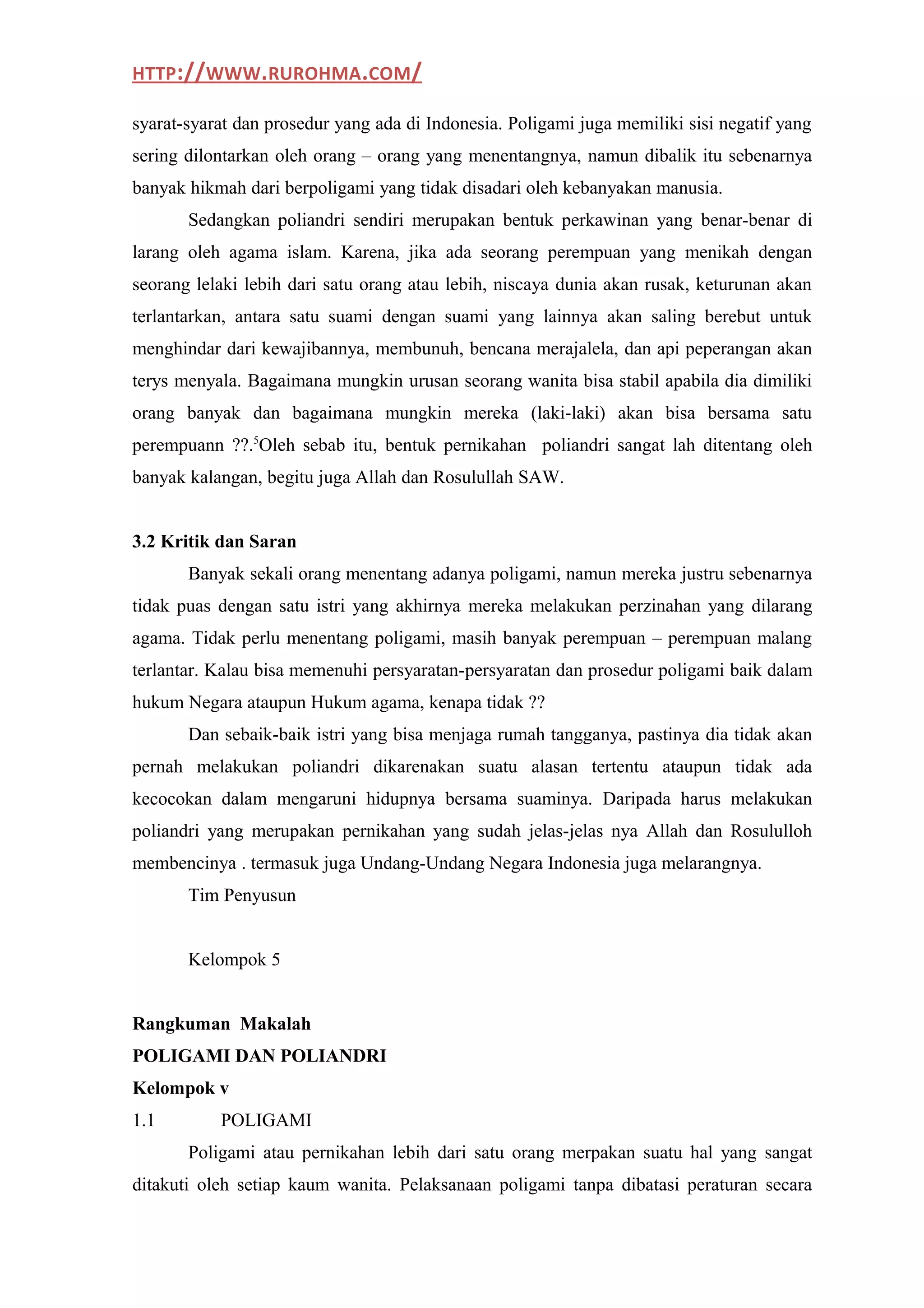 Makalah poligami dan poliandri | DOC