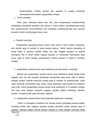Makalah populasi, teknik pengambilan sampel dan besar sampel | DOCX