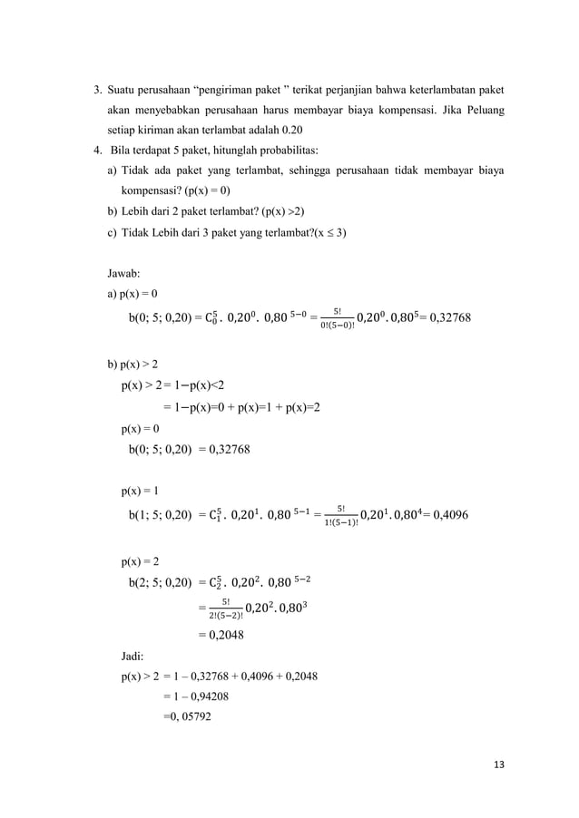 Makalah prob stat distribusi binomial | PDF