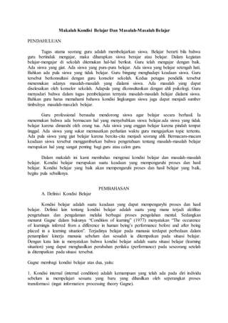 Kondisi Belajar dan Masalah | PDF