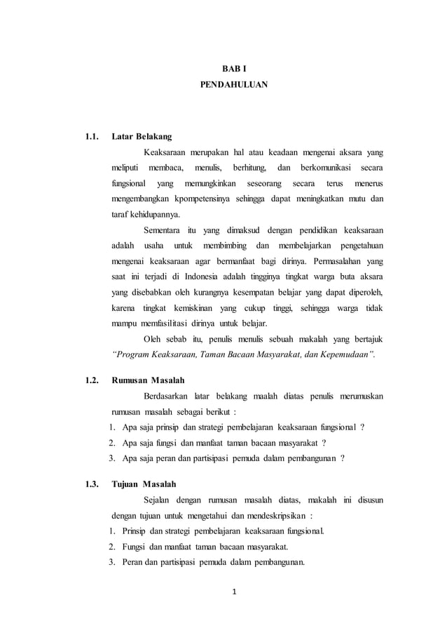 Makalah program pemberantasan buta aksara | DOCX