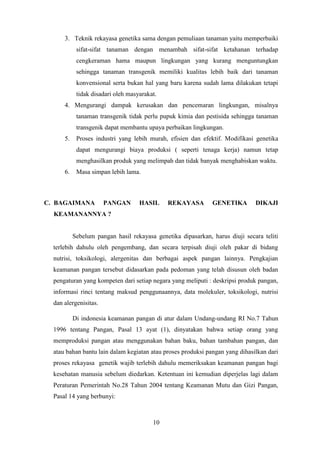 Makalah (pro) pangan rekayasa genetika | PDF