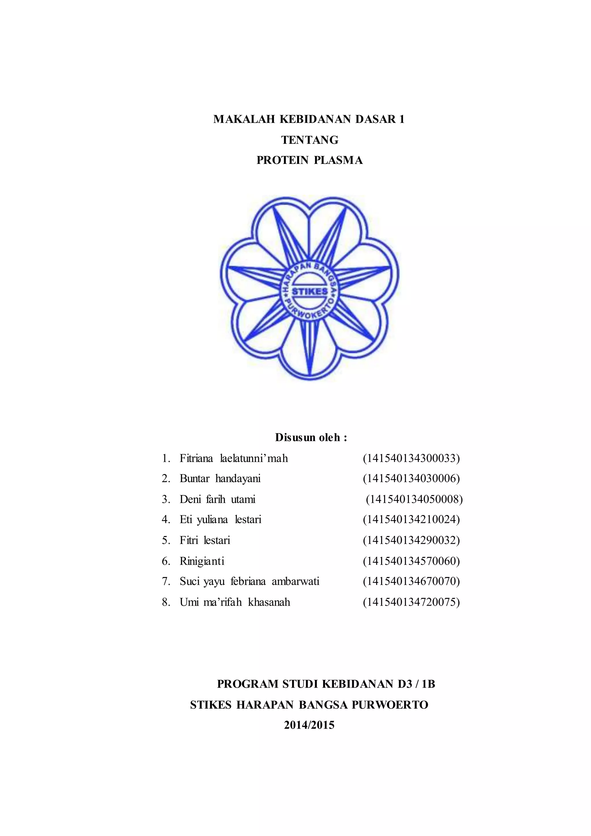 Makalah protein plasma | DOCX