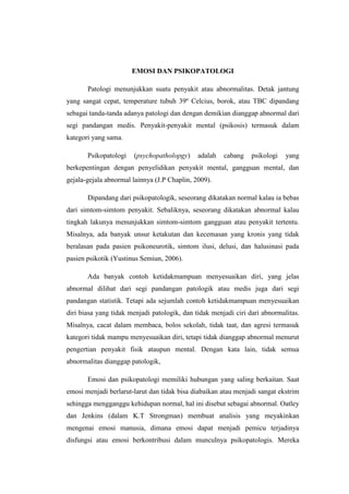 Makalah psikologi emosi klp 9 "EMOSI DAN PSIKOPATOLOGI" | PDF | Free ...