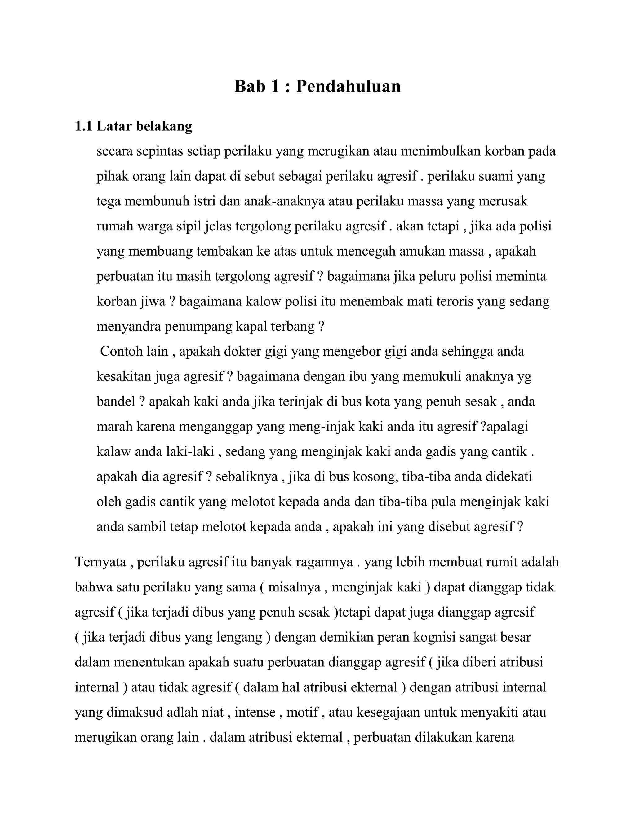 Makalah psikologi sosial "Agresi" | DOCX