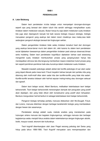 Teori Psikoanalisa dan Teori Belajar Sosial | DOC