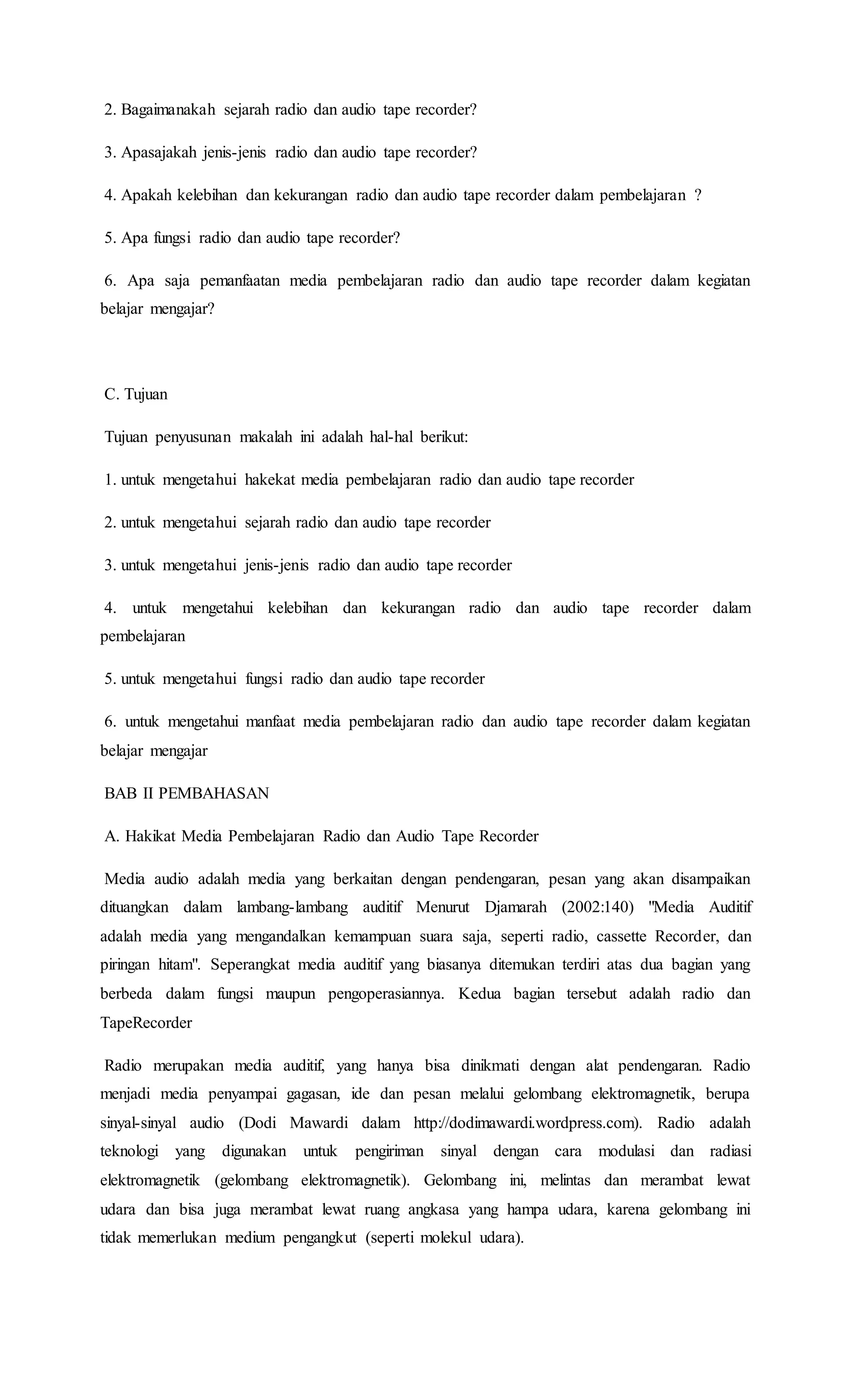 Makalah radio dan tepe recorder | DOCX