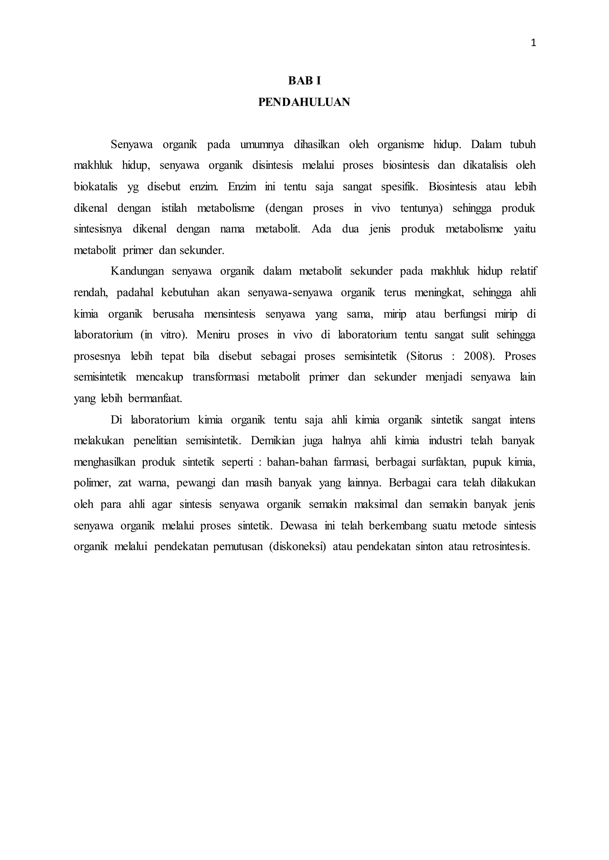 Makalah retrosintesis Kimia Organik 3 | DOCX