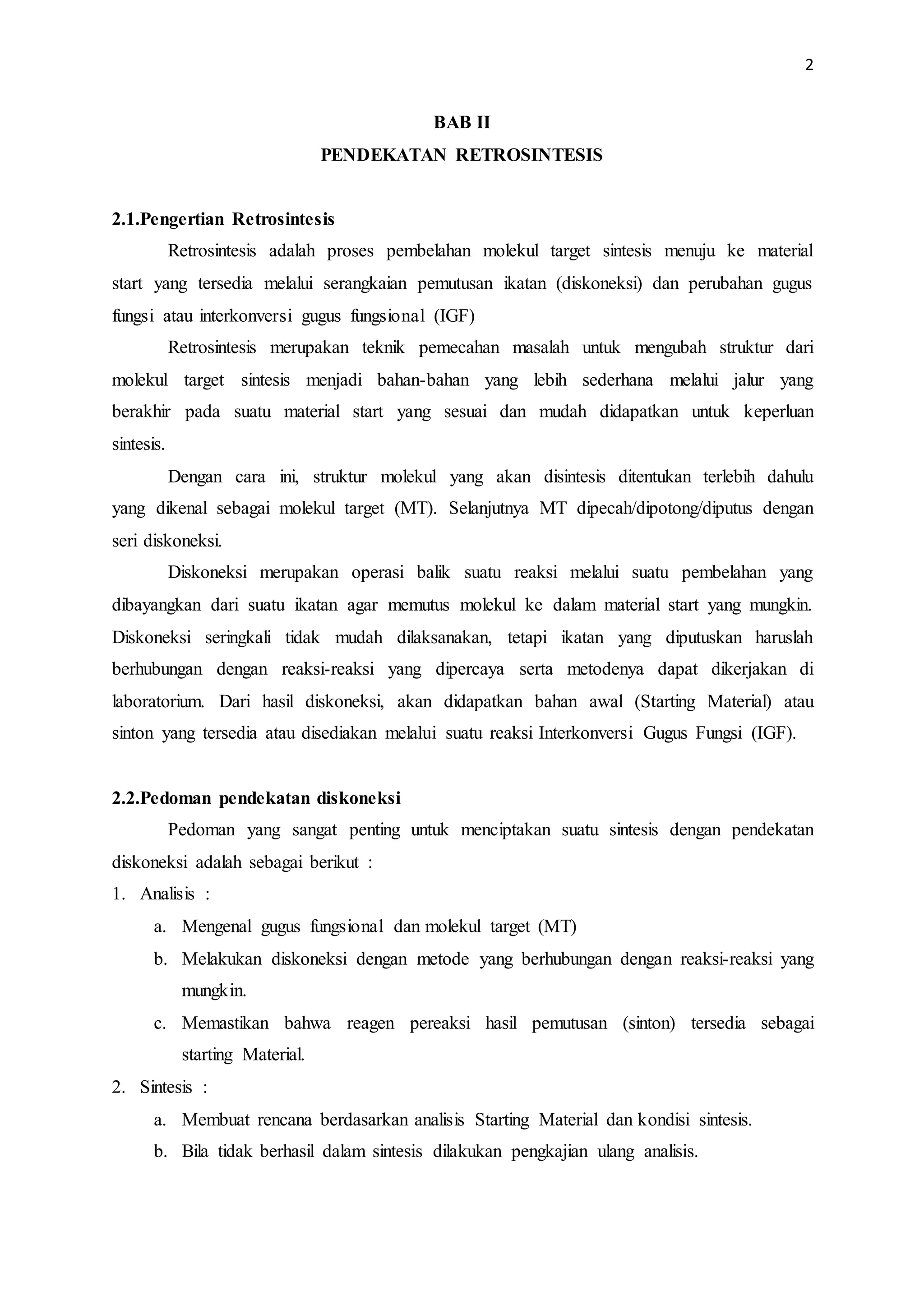 Makalah retrosintesis Kimia Organik 3 | DOCX