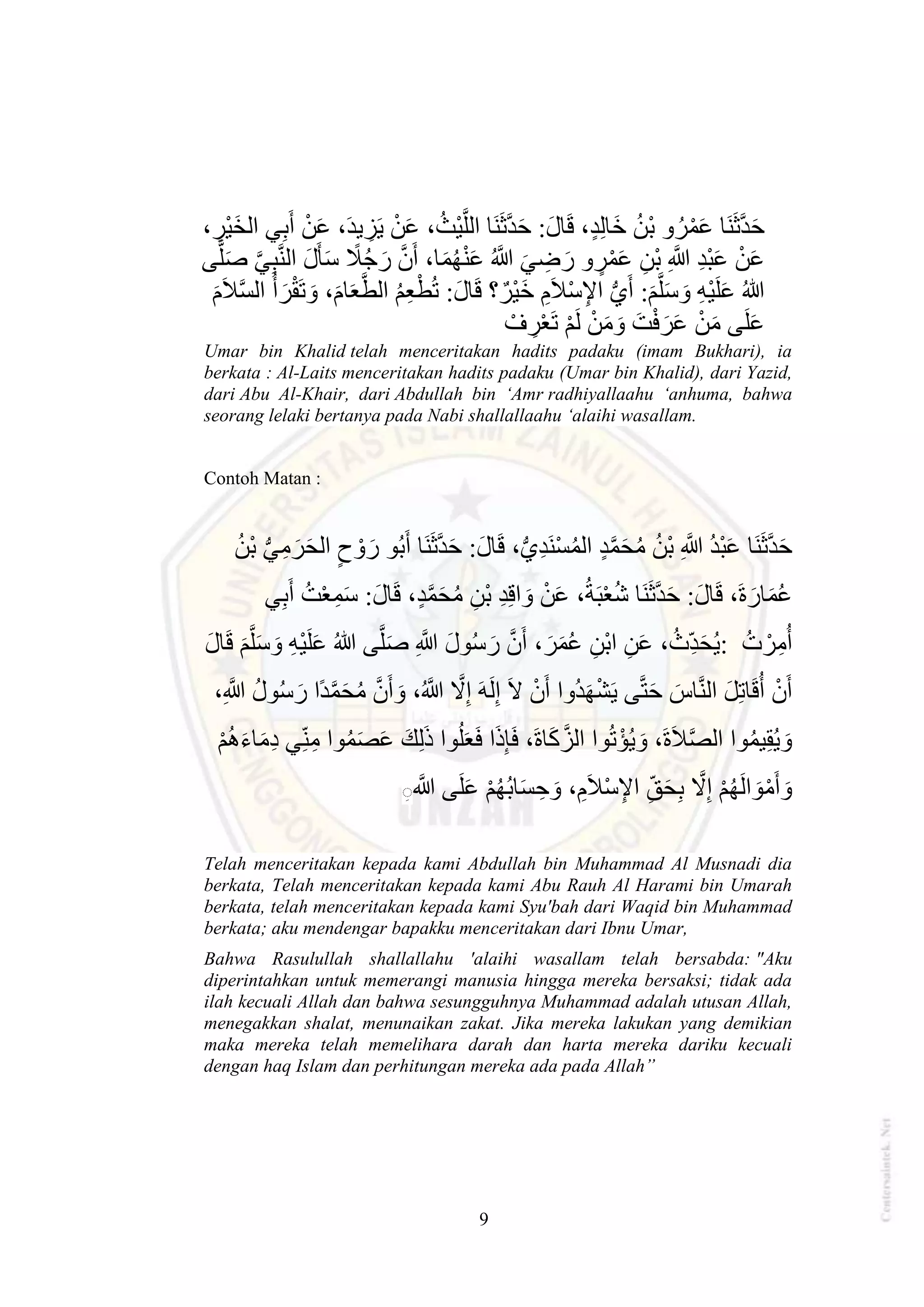 Makalah Sanad, Matan dan Rawi Hadist.docx