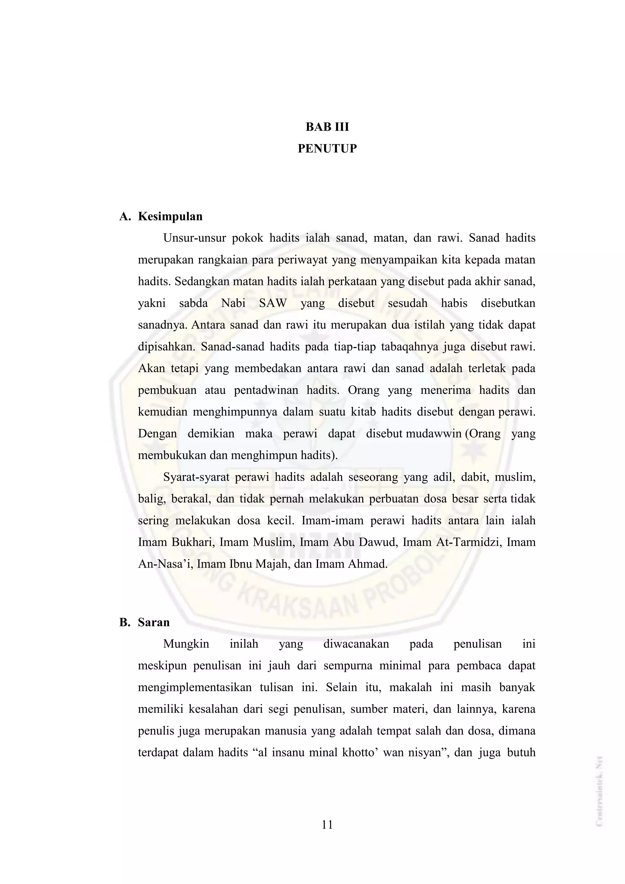 Makalah Sanad, Matan dan Rawi Hadist.docx