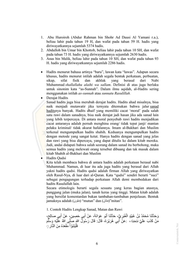 Makalah Sanad, Matan dan Rawi Hadist.docx
