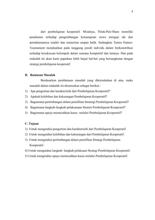 STRATEGI PEMBELAJARAN KOOPERATIF | DOCX