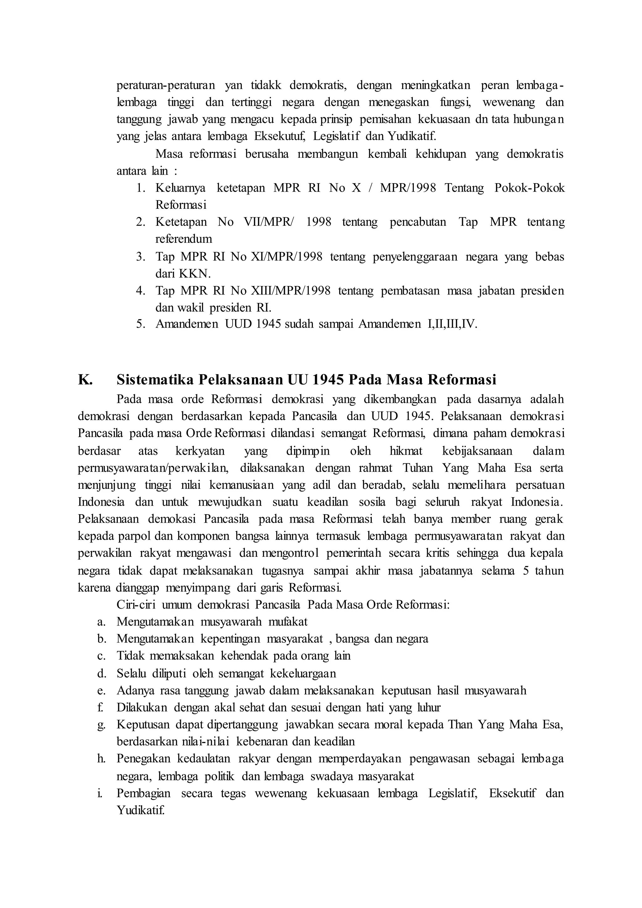 Makalah Sejarah Indonesia Pada Masa Orde Baru dan Reformasi | DOCX