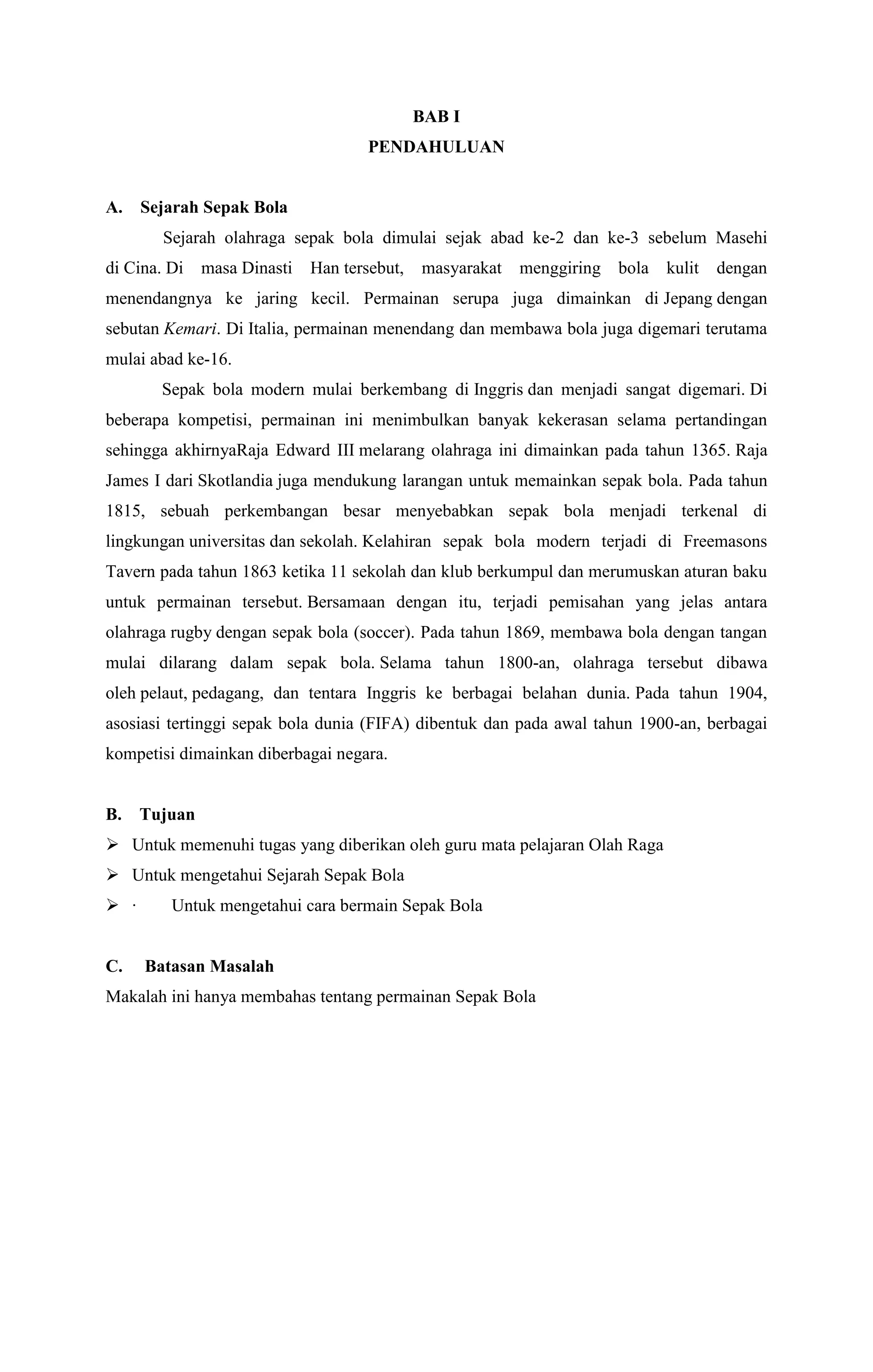 Makalah sejarah bola | DOCX