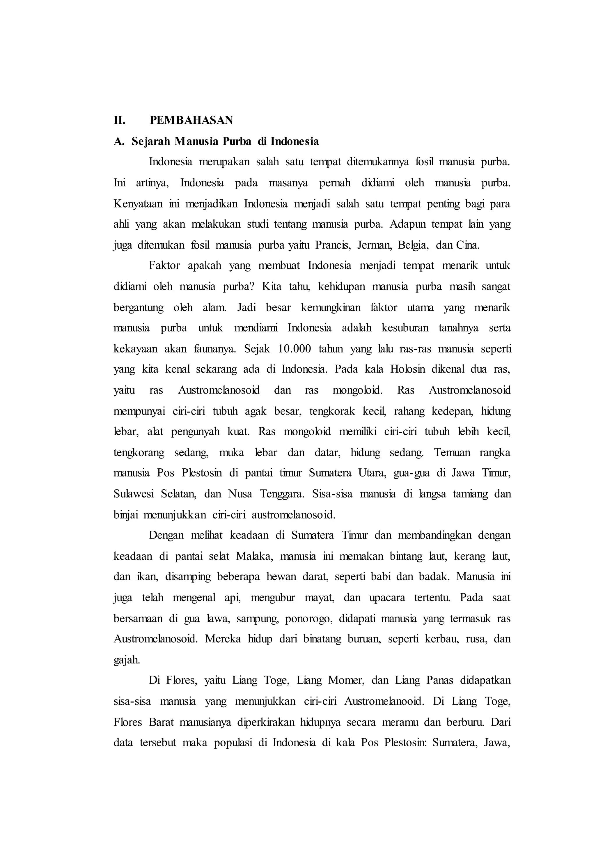 Makalah sejarah indonesia manusia purba | DOCX