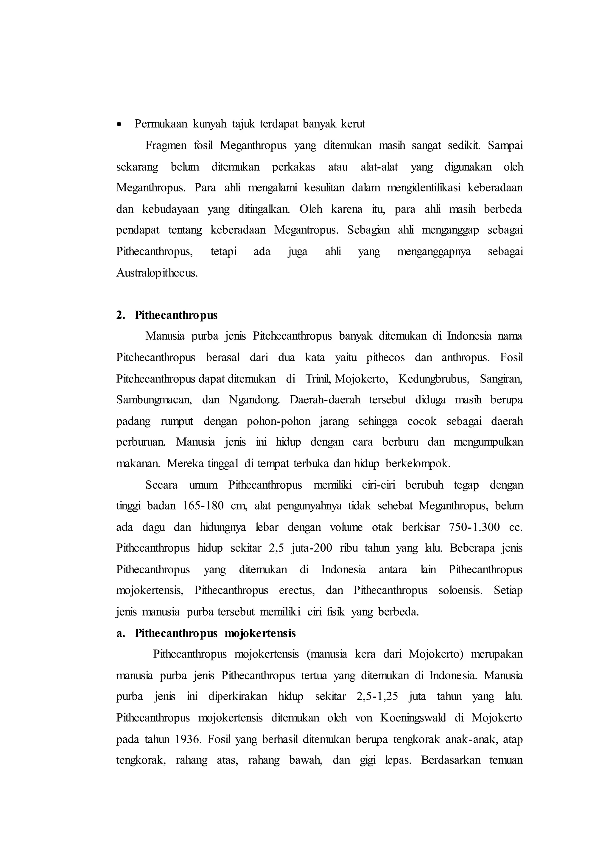 Makalah sejarah indonesia manusia purba | DOCX