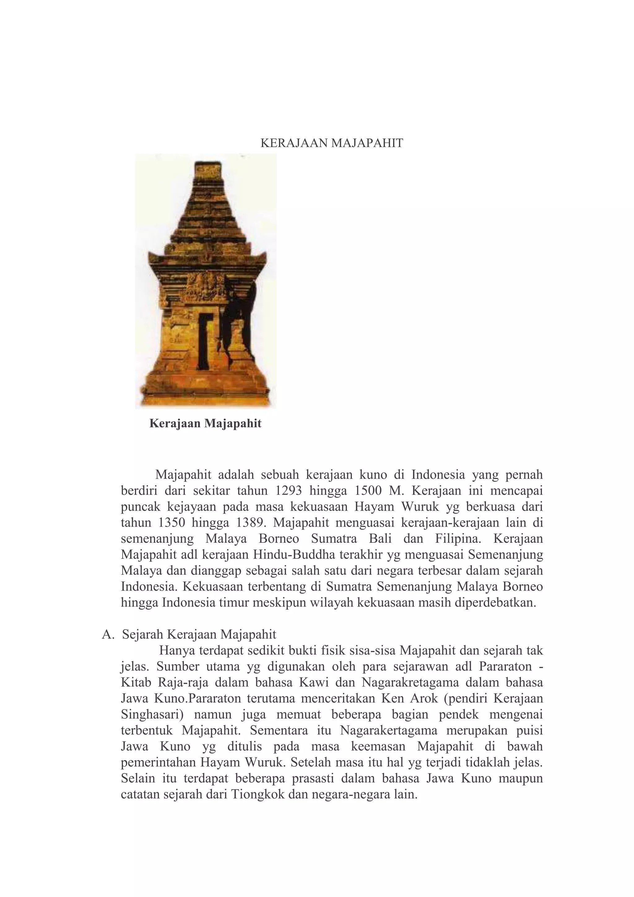 Makalah sejarah kerajaan majapahit (contoh) | DOCX