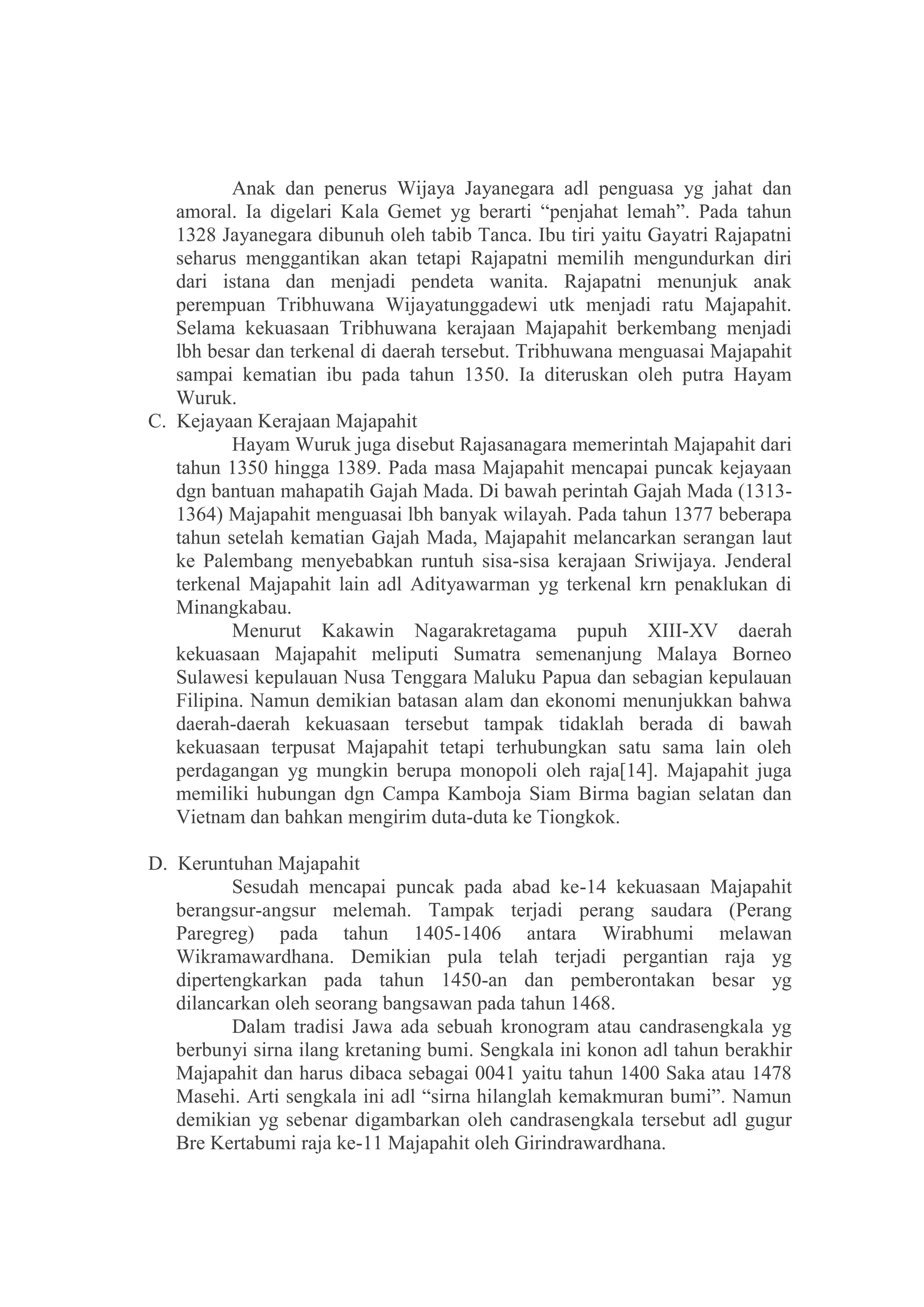 Makalah sejarah kerajaan majapahit (contoh) | DOCX