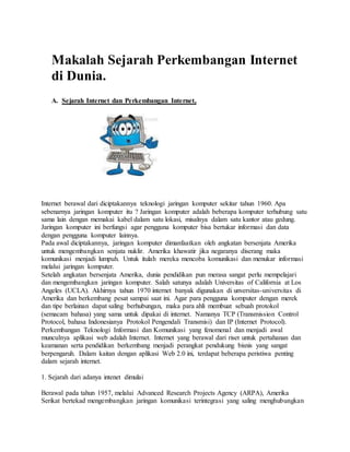 Makalah sejarah perkembangan internet di dunia | DOCX