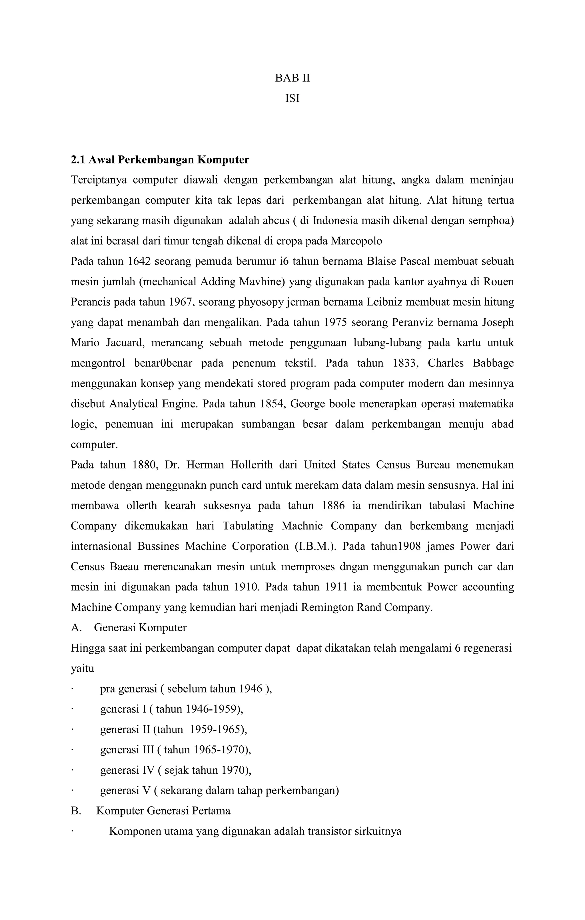 Makalah sejarah perkembangan komputer 2 | DOCX