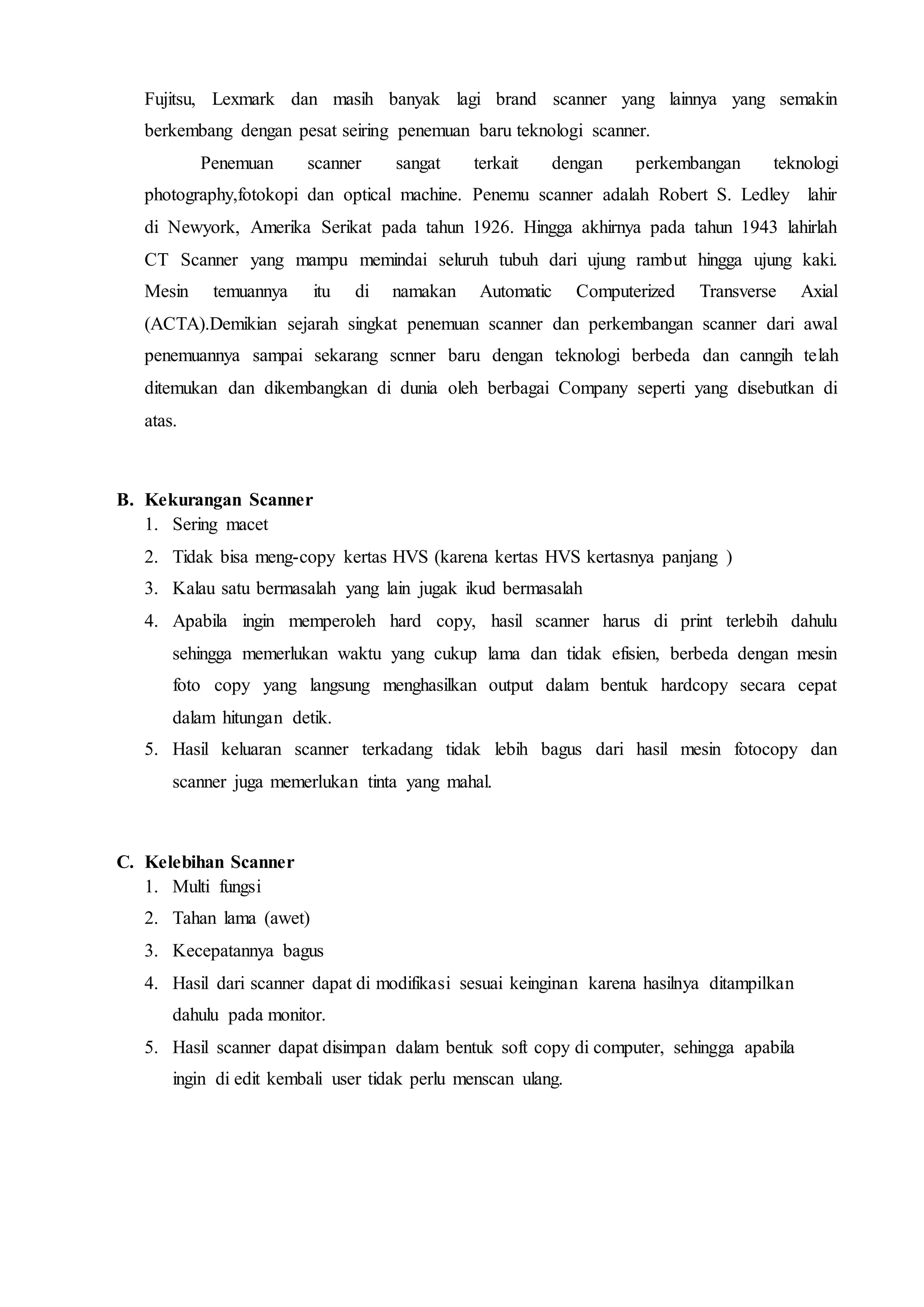 Makalah perkembangan scanner | DOCX